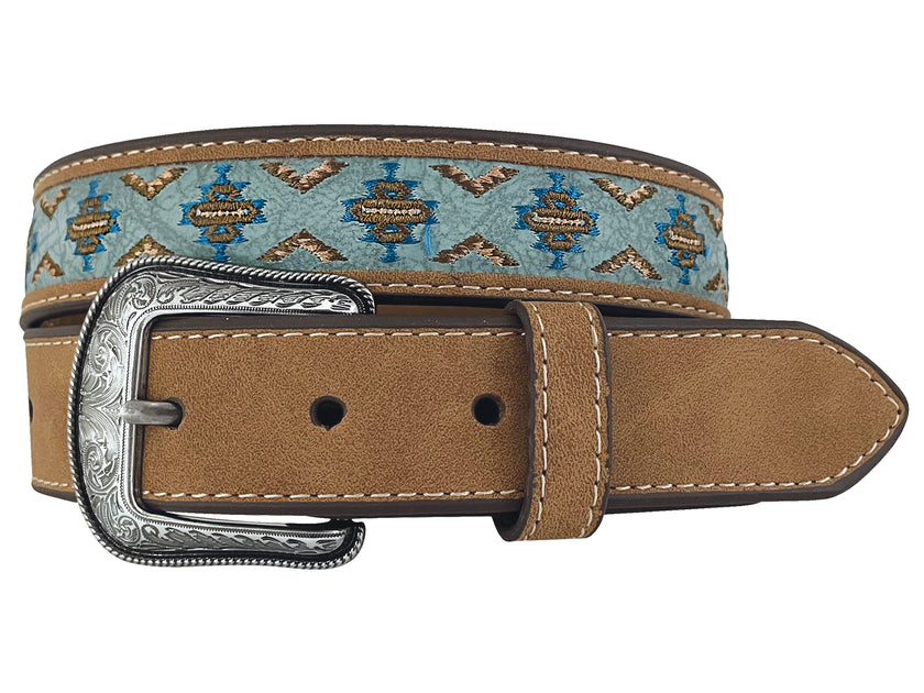 Boy's Manmade Leather Brown Belt - Aztec Embroidery – Just Country ...