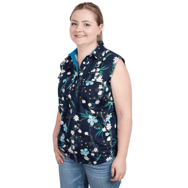 Women's Lilly Half Button Sleeveless Print Workshirt – Just Country ...