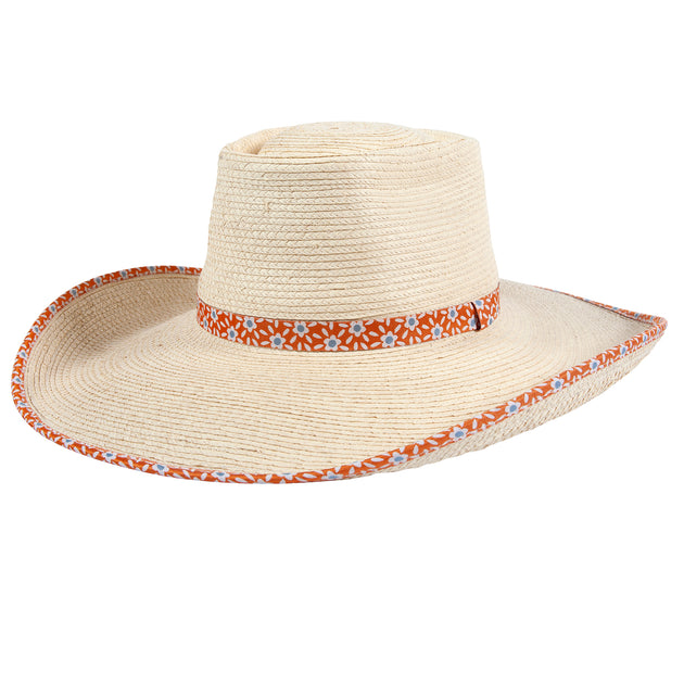 Ava Palm Leaf Hat - Natural/Tangerine Daisies – Just Country Australia ...